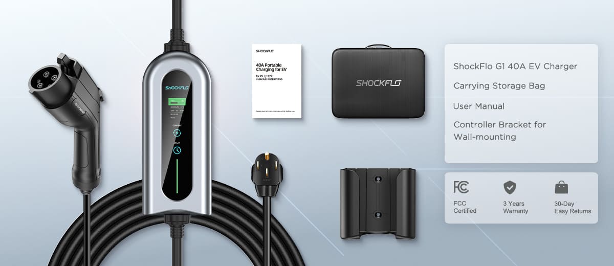 ShockFlo® G1 40A Portable J1772 Level 2 EV Charger - Shockfloevcharger