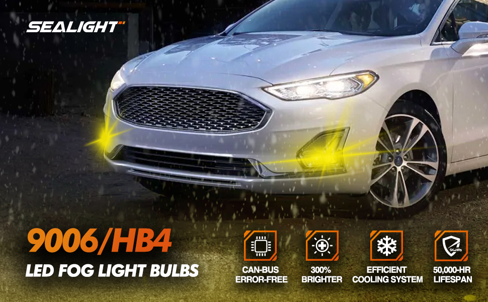 SEALIGHT L1 9006 Yellow LED Fog Light Bulb 2PCS