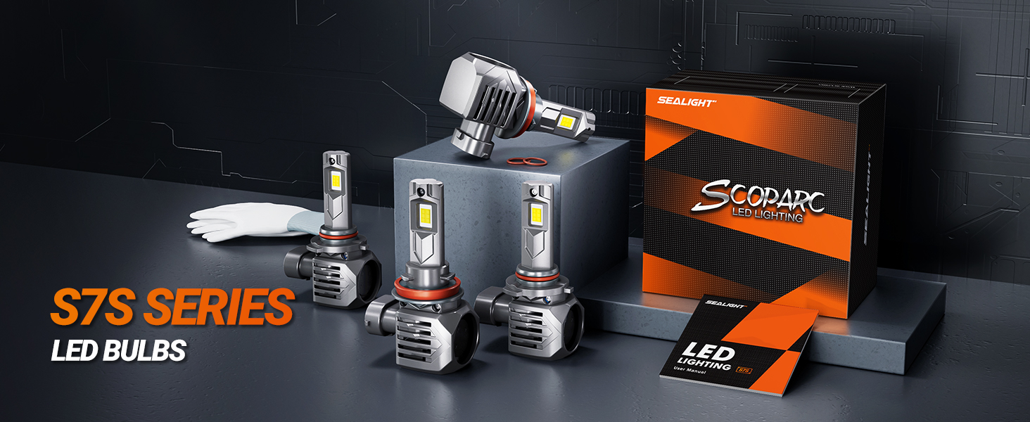 SEALIGHT S7S 9005/HB3 H11/H9/H8 260W 6500K White IP68 LED Headlight ...